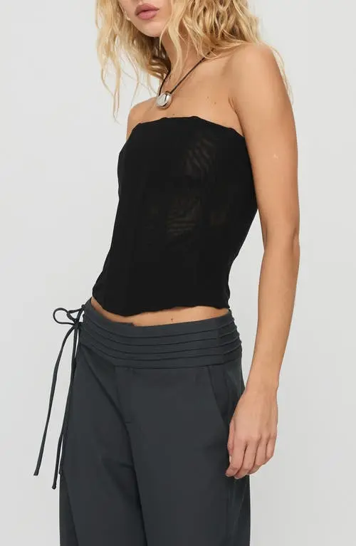 Princess Polly Oscuro Longline Sheer Mesh Corset Top - Black
