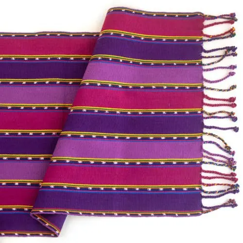 MAYAN HANDS Purple Zunil Table Runner - Multi Color