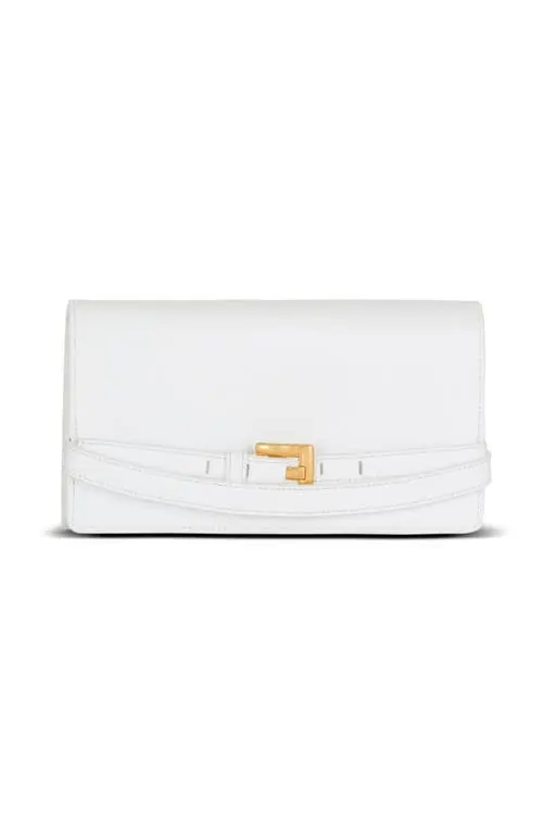 Balmain Shuffle Calfskin Wallet With Chain - White