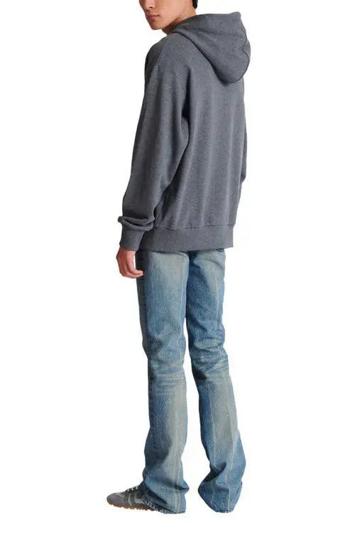 Balmain Printed Cotton Jersey Hoodie - Grey