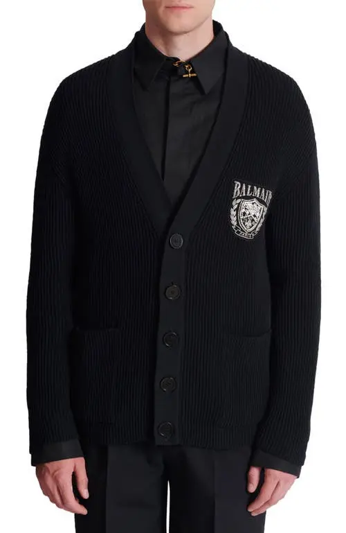 Balmain Cotton Tube-knit Cardigan
