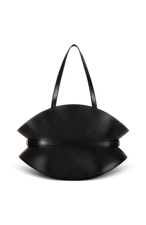Balmain Medium Shuffle Bag In Calfskin Leather - Black