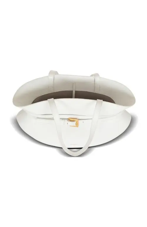 Balmain Medium Shuffle Bag In Calfskin Leather - White