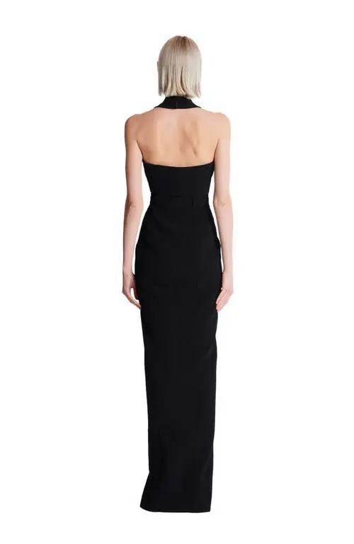 Balmain Long Crepe Halterneck Dress