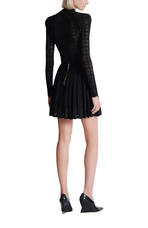 Balmain Short Pleated Skirt In Plaid Knit
