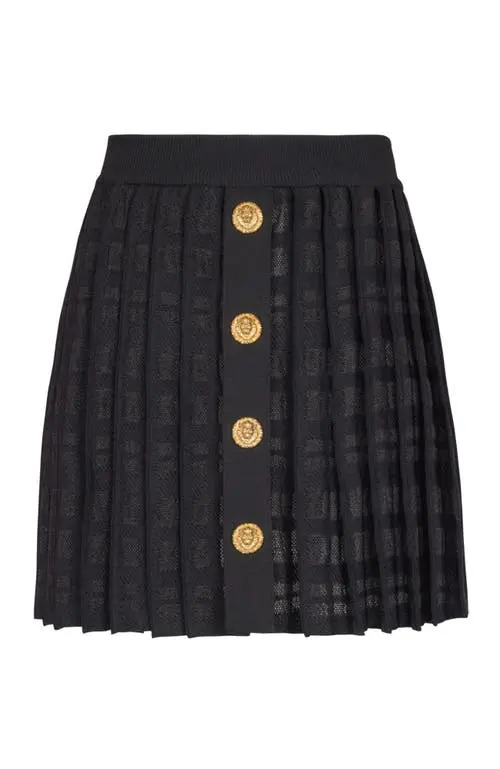 Balmain Short Pleated Skirt In Plaid Knit