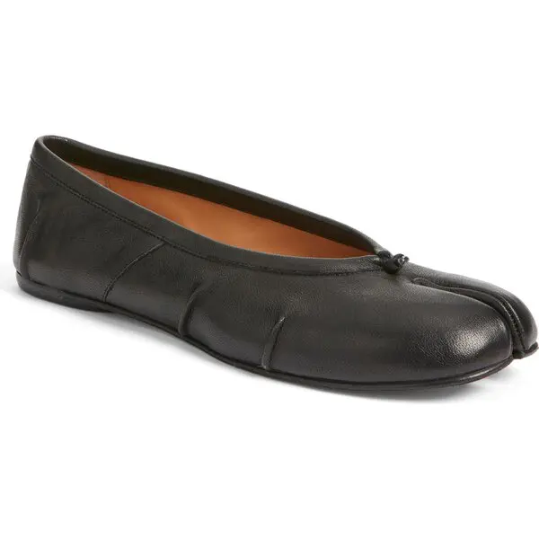 MAISON MARGIELA Tabi Leather Ballet Flats - Black