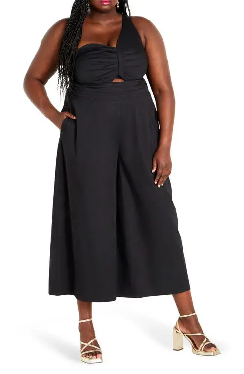 City Chic Rebecca One-shoulder Cotton Jumpsuit