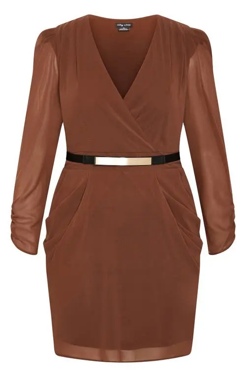City Chic Whitley Long Sleeve Sheath Dress