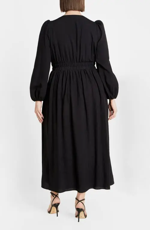 City Chic Dayana Smocked Long Sleeve Maxi Dress