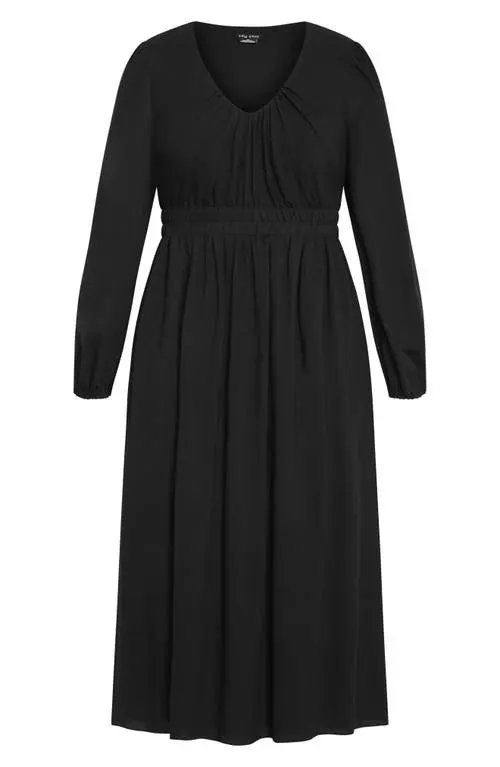 City Chic Dayana Smocked Long Sleeve Maxi Dress