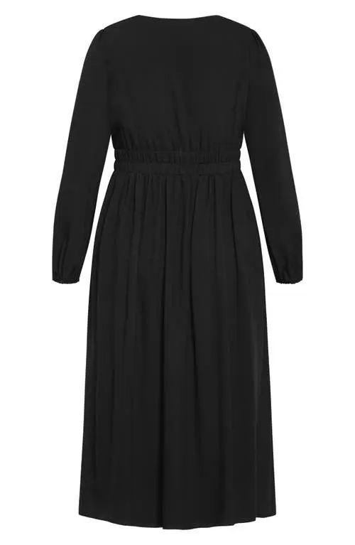 City Chic Dayana Smocked Long Sleeve Maxi Dress