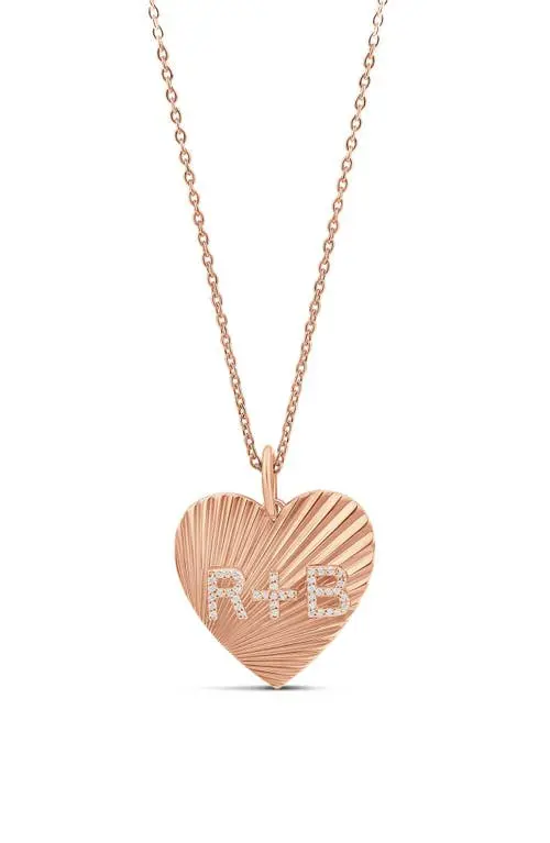 SHYMI Fluted Heart Initial Pendant Necklace - Rose