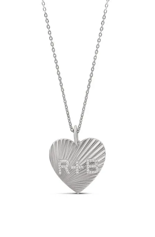 SHYMI Fluted Heart Initial Pendant Necklace - Silver