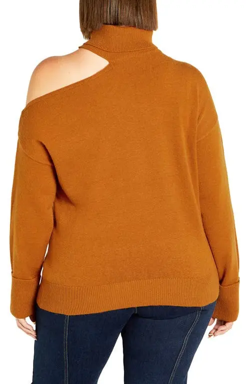 City Chic Open Shoulder Turtleneck Sweater