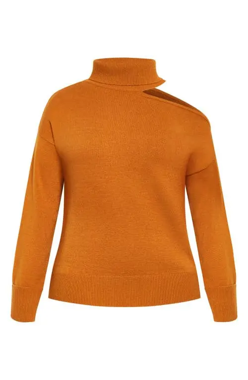 City Chic Open Shoulder Turtleneck Sweater
