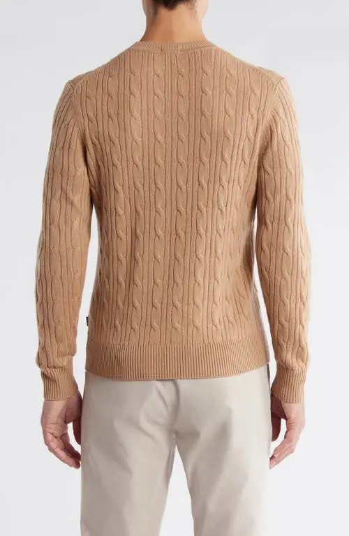 BOSS Hetico Cable Stitch Virgin Wool And Cashmere Sweater - Medium Beige
