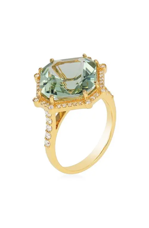 Goshwara Asscher-cut Ring With Diamonds And Gemstone - Translucent Green