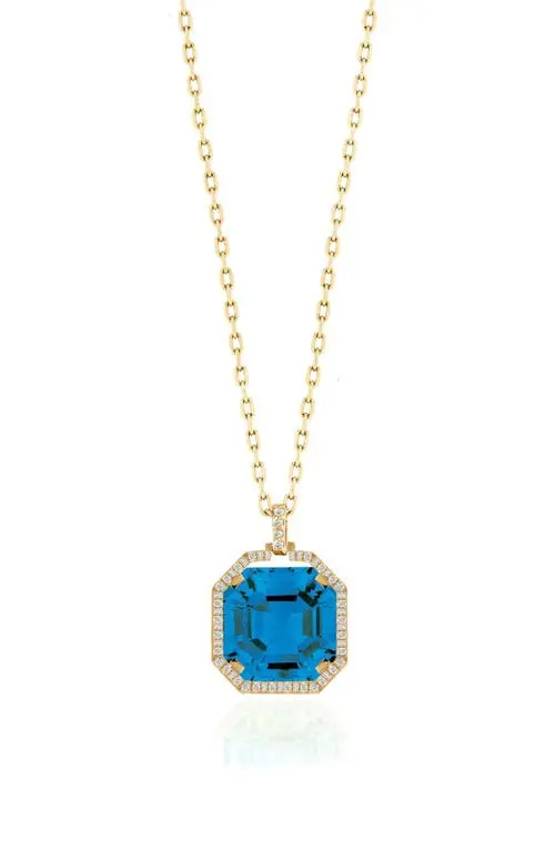 Goshwara Gossip Asscher Cut Stone & Pavé Diamond Pendant Necklace - Deep Blue