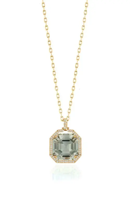 Goshwara Asscher Cut Stone And Pavé Diamond Pendant Necklace In 18k Gold - Translucent Green