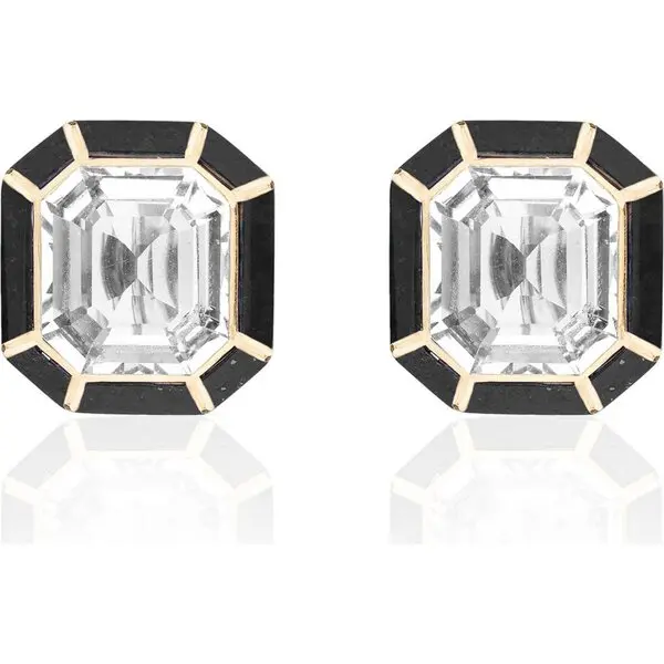 Goshwara Mélange Emerald-cut Stud Earrings - Clear/black
