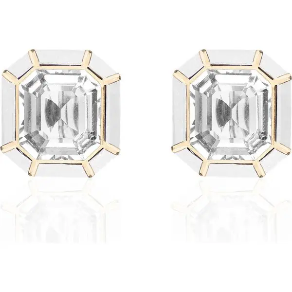 Goshwara Mélange Emerald-cut Stud Earrings - Clear/white