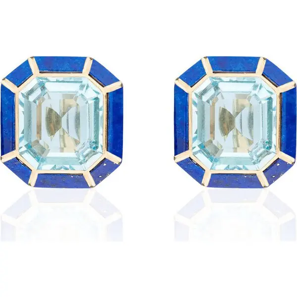 Goshwara Mélange Emerald-cut Stud Earrings - Pale Blue