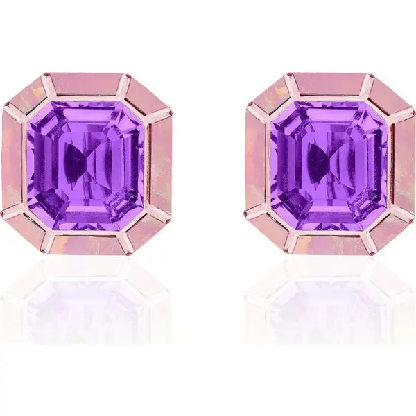 Goshwara Mélange Emerald-cut Stud Earrings - Purple