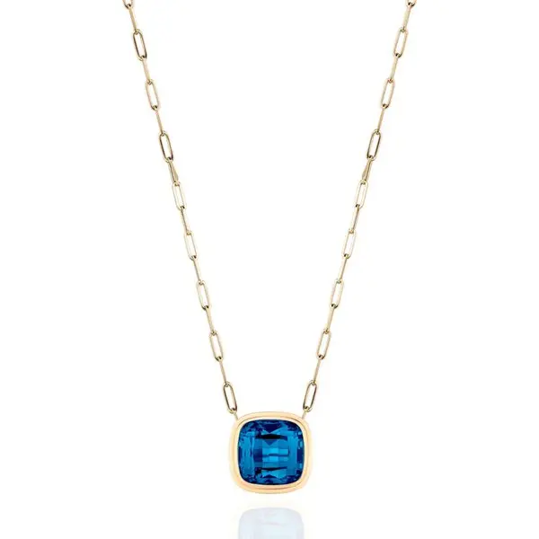Goshwara Manhattan Cushion Pendant Necklace - Deep Blue