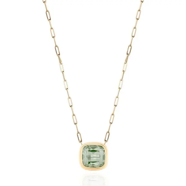 Goshwara Manhattan Cushion Pendant Necklace - Translucent Green