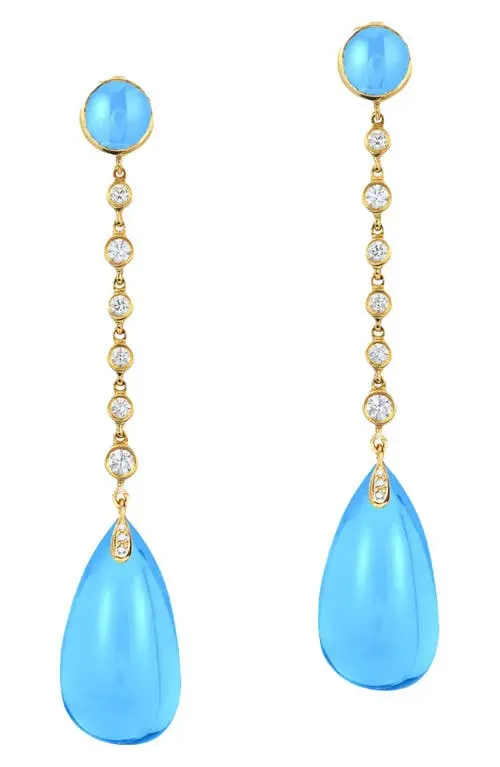 Goshwara Naughty Cabochon Drop Earrings - Pale Blue
