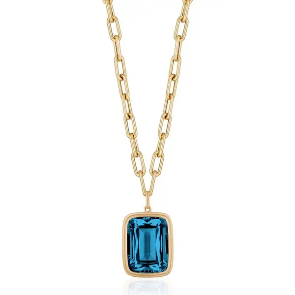 Goshwara Manhattan Cushion Pendant Necklace - Deep Blue