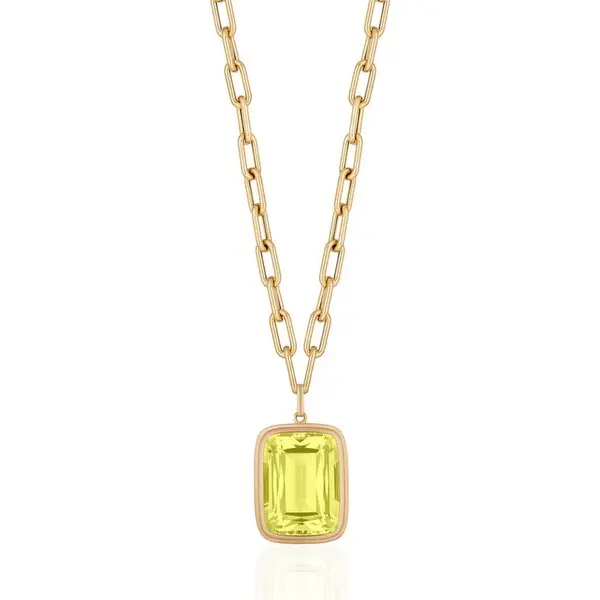 Goshwara Manhattan Cushion Pendant Necklace - Lime