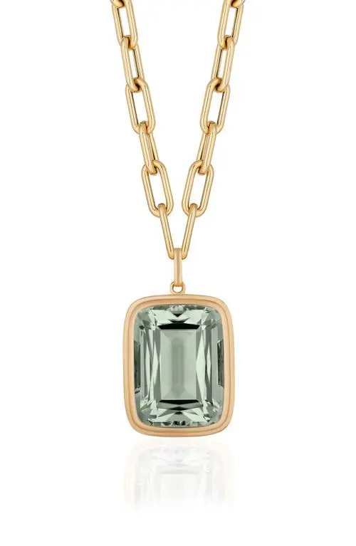 Goshwara Manhattan Cushion Pendant Necklace - Translucent Green