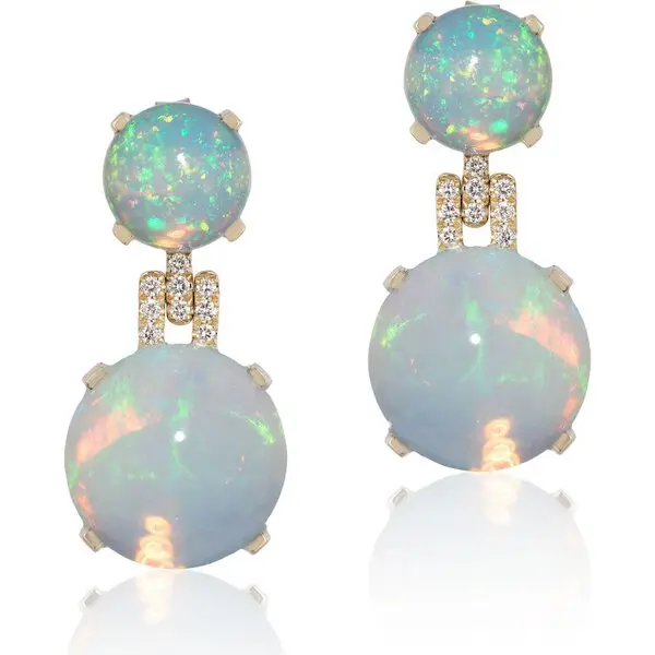 Goshwara Rock 'n' Roll Double Sphere Drop Earrings - White Opaque