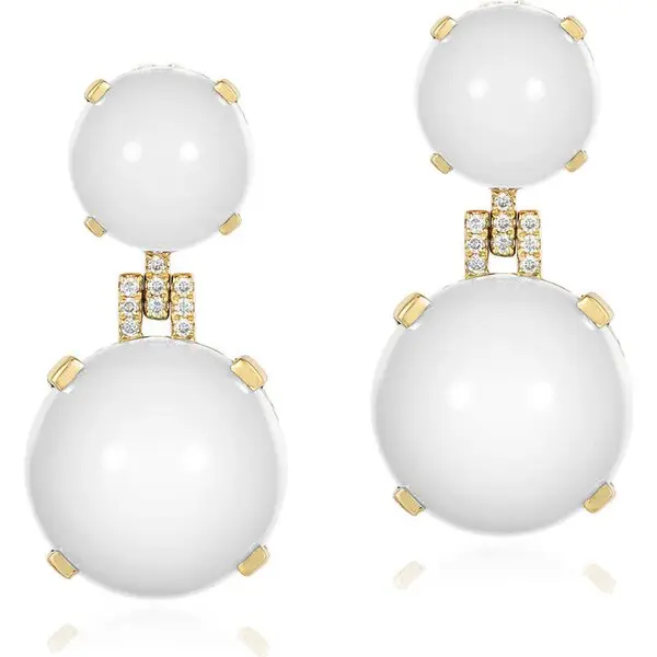 Goshwara Rock 'n' Roll Double Sphere Drop Earrings - White
