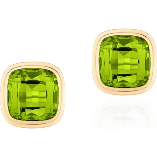 Goshwara Manhattan Cushion Cut Stud Earrings - Bright Green