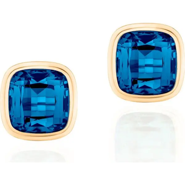Goshwara Manhattan Cushion Cut Stud Earrings - Deep Blue