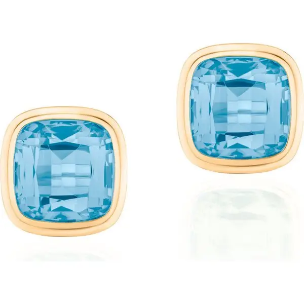Goshwara Manhattan Cushion Cut Stud Earrings - Pale Blue