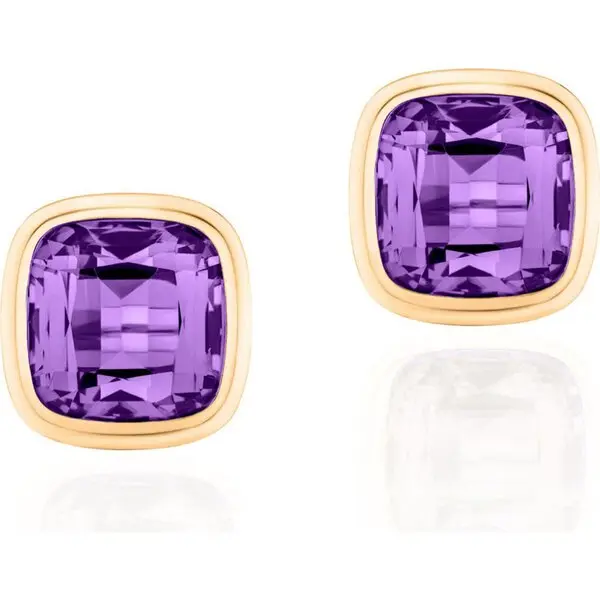 Goshwara Manhattan Cushion Cut Stud Earrings - Purple