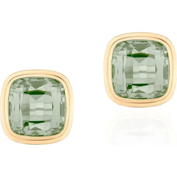 Goshwara Manhattan Cushion Cut Stud Earrings - Translucent Green