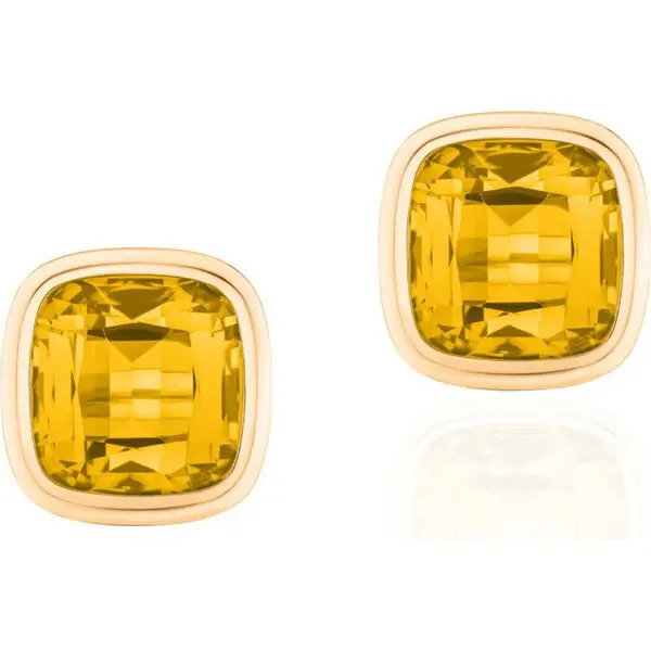 Goshwara Manhattan Cushion Cut Stud Earrings - Yellow