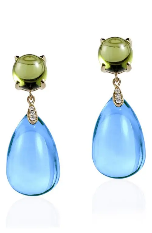 Goshwara Naughty Cabochon Drop Earrings - Pale Blue/bright Green