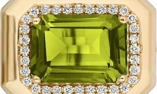 Goshwara 18k Gold Emerald Cut Ring With Pavé Diamonds - Bright Green