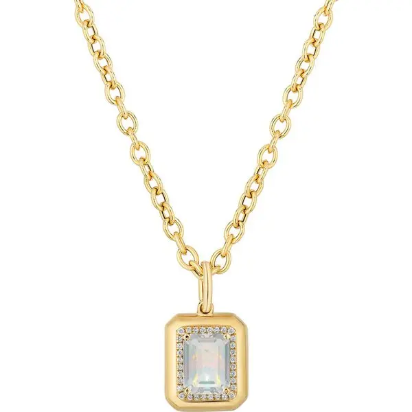 Goshwara Emerald Cut Pendant Necklace - White Opaque