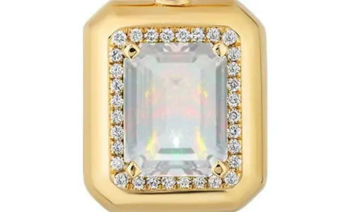 Goshwara Emerald Cut Pendant Necklace - White Opaque