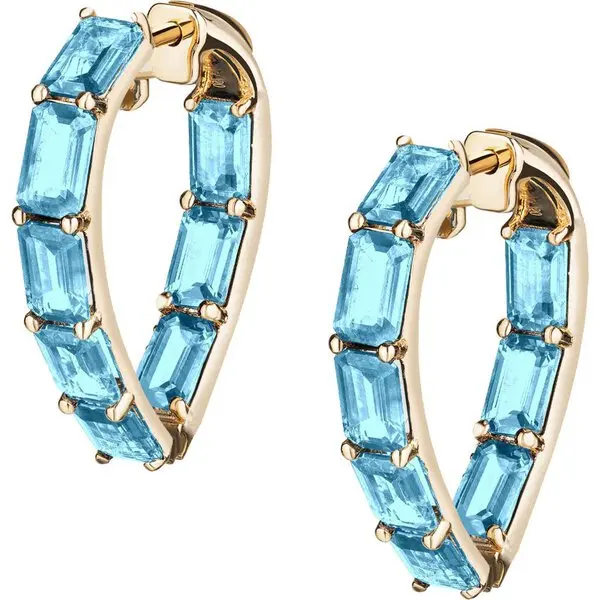 Goshwara Gossip Stone Heart Hoop Earrings - Pale Blue