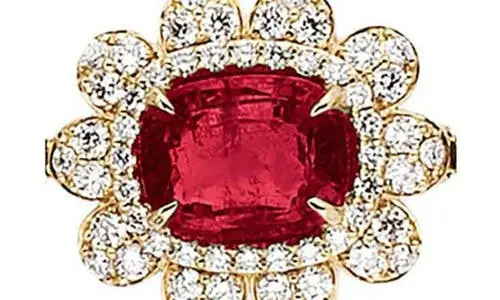 Goshwara G-one Garnet & Diamond Stud Earrings