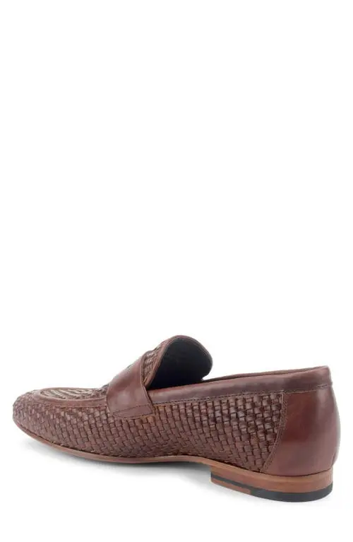 WARFIELD & GRAND Auclair Woven Penny Loafer - Dark Brown