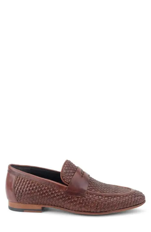 WARFIELD & GRAND Auclair Woven Penny Loafer - Dark Brown